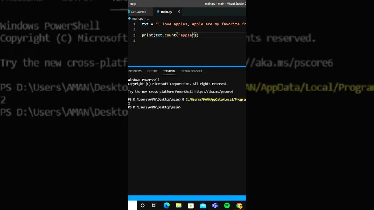 count() function in python | Python #shorts
