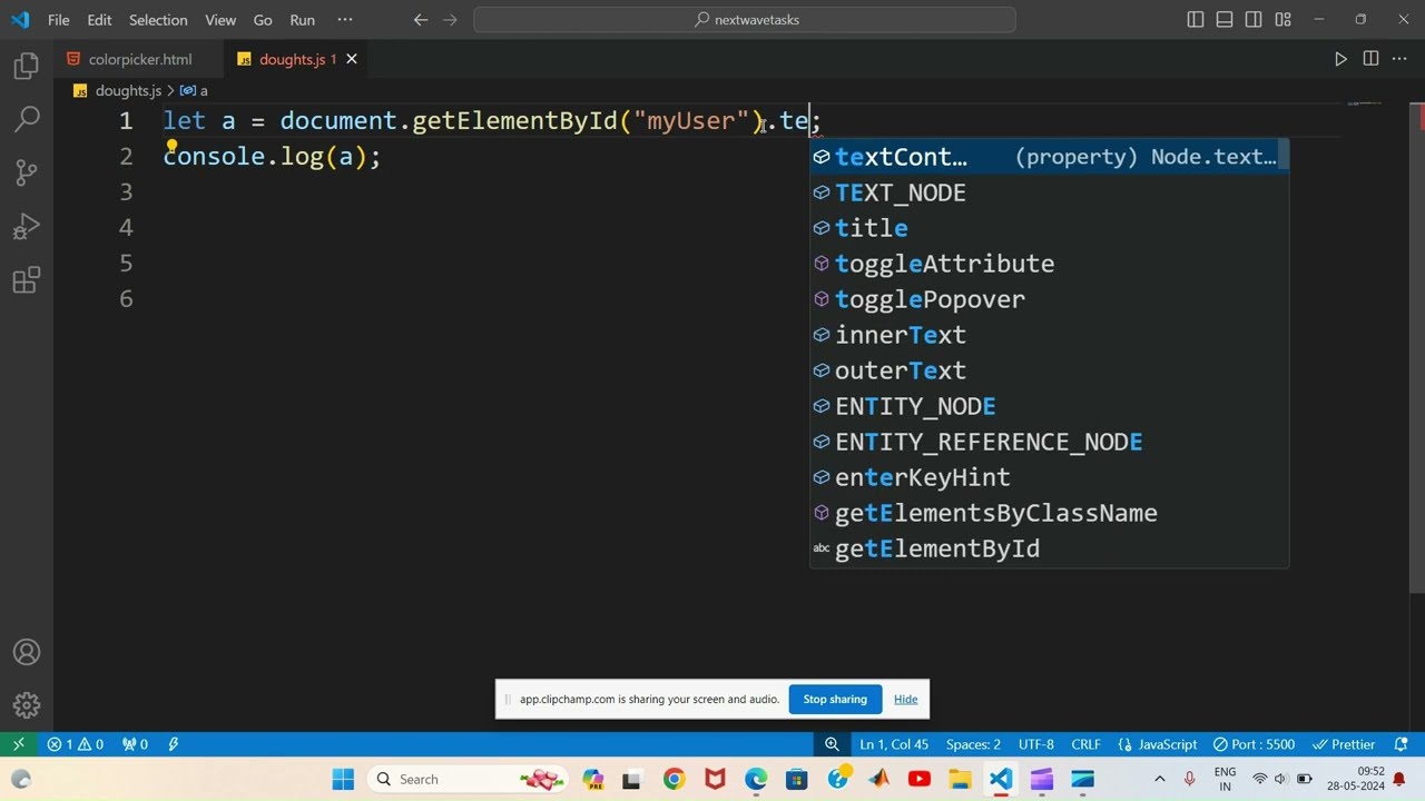 document not defined  in the javascript  code     #solution