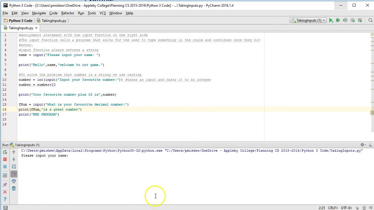 The Basics - Python 3: Taking Integer and Float Inputs
