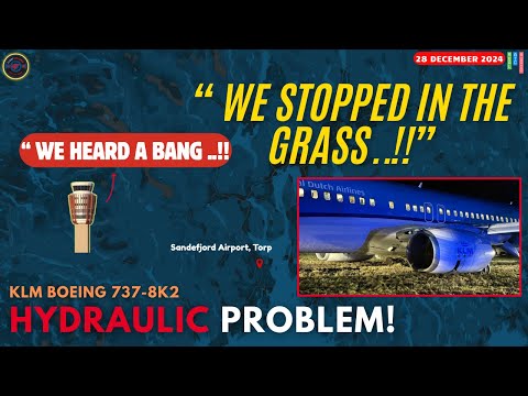 KLM B738 VEERS OFF THE RUNWAY | Hydraulic Issues on Takeoff! #atc