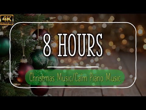8 HOURS of RELAXING Fireplace Sounds | Christmas Songs | CALM Piano Music | 4K UHD | Unplug & Unwind