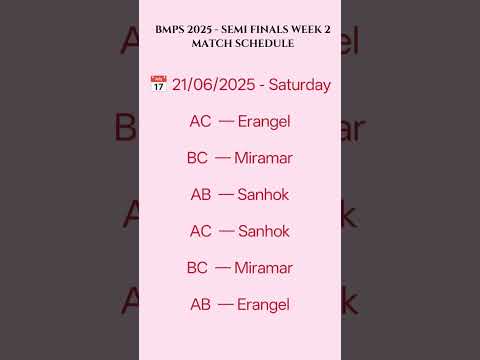 BMPS 2025 Semi Finals Week 2 Full Schedule π
| Match Dates & Maps Revealed! #bmps2025 #youtubeshorts