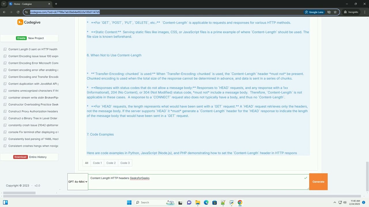 content length http headers geeksforgeeks