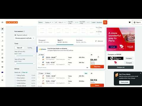 Doing a search for flights using kayak.com