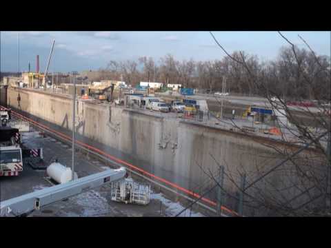 Construction of the new Cavotec hands-free mooring system at Lock 5W, Welland Canal, 2017