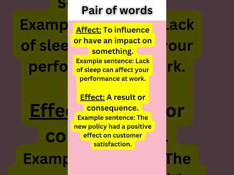 Pair of words: Affect/Effect | English Vocabulary