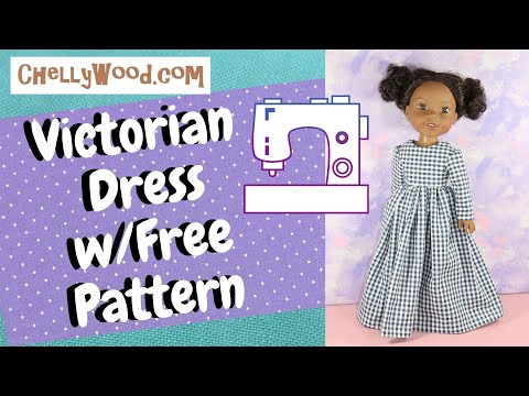 Free Doll Clothes Patterns: 15 Inch Doll's Gingham Dress Sewing Tutorial Video with Sewing Patterns