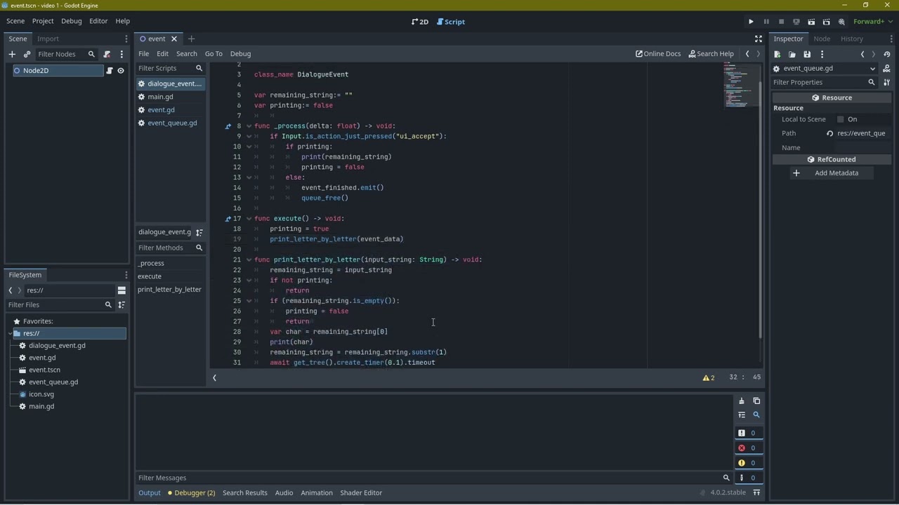 Simple Event Queue Implementation in Godot 4