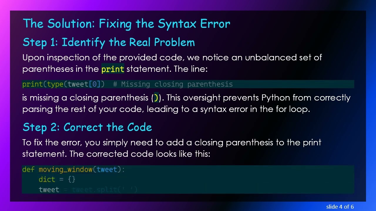 Understanding SyntaxError in Python: Fixing Your For Loop Problem