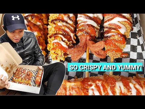 CHUNG CHUN RICE CORN DOG | OUR FIRST TIME | FOOD IN MONTREAL | English subtitle