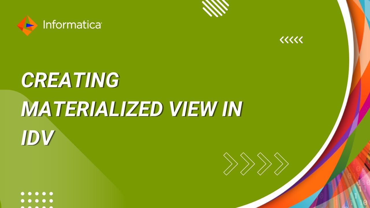 How to create Materialized view in IDV
