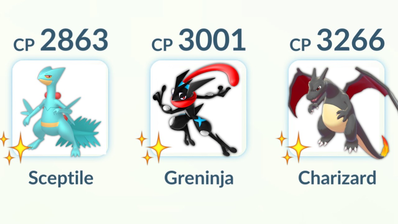Using Mix Shiny (Sceptile, Greninja, charizard) Starters team Pokemon GO.