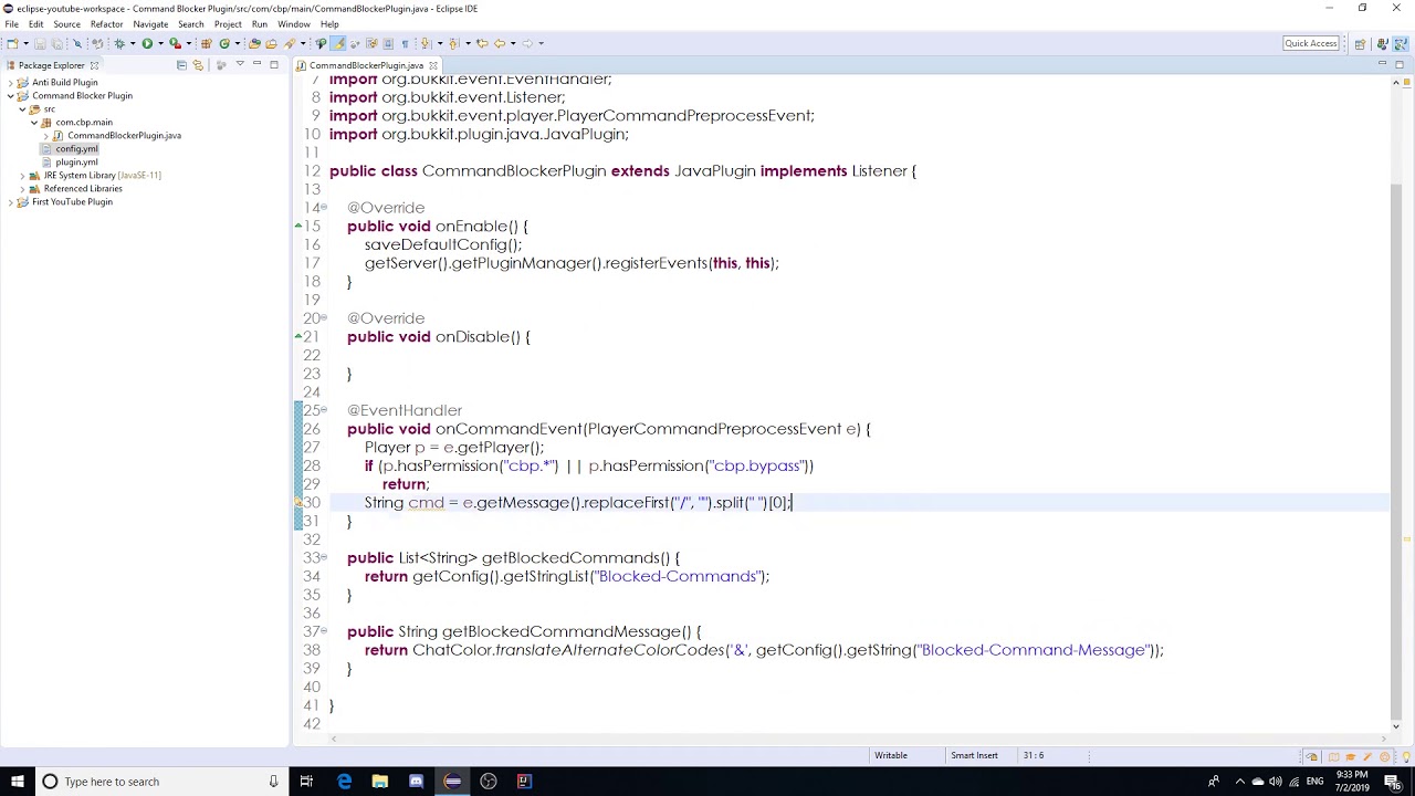 [Bukkit Speed Coding] Command Blocker Plugin