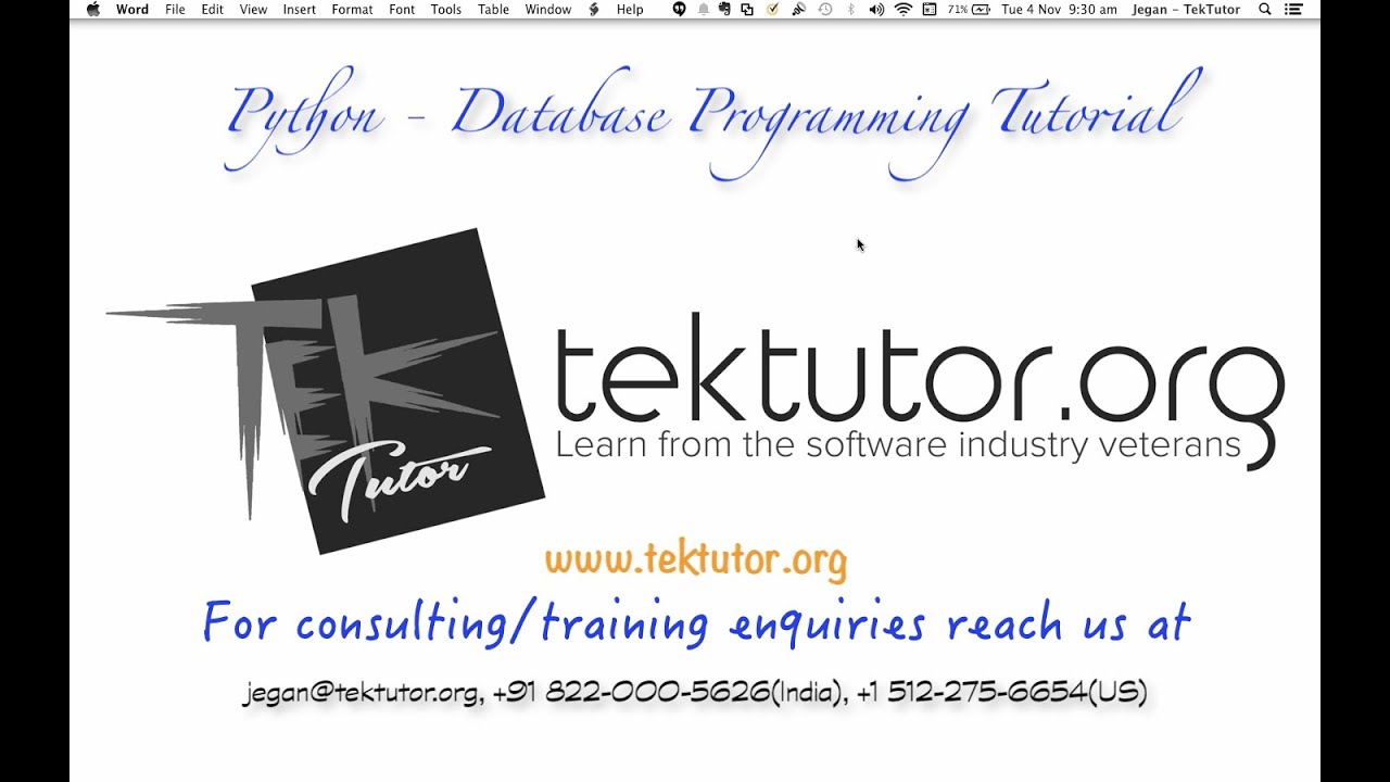 Python - Database Programming Tutorial