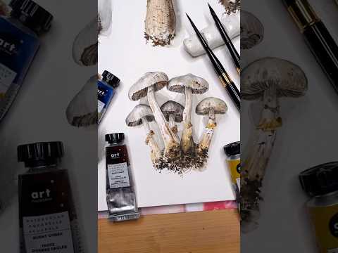 Realistic watercolor mushrooms #artwork #mushroom #painting #watercolorart #botanical #3dart #fungi