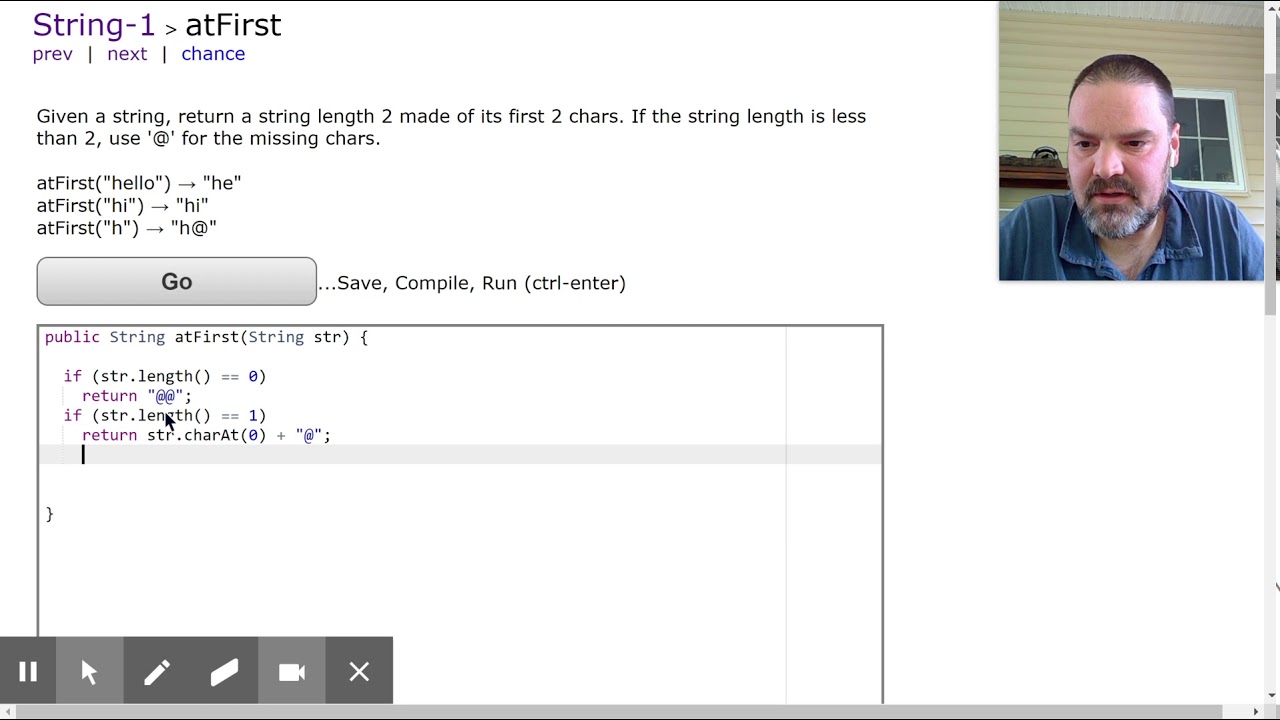 CodingBat Java String-1 atFirst