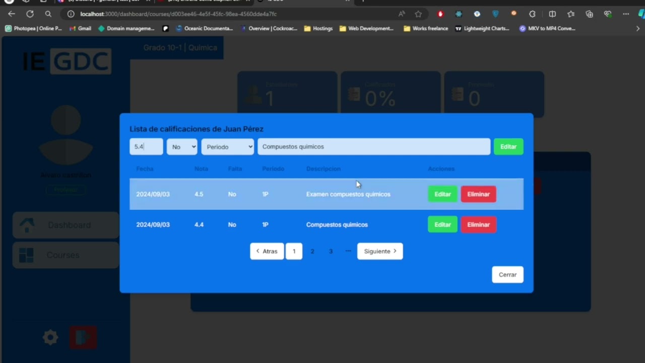 Sistema de calificaciones escolares usando Nextjs, Nestjs y Mysql | Yasson proyects