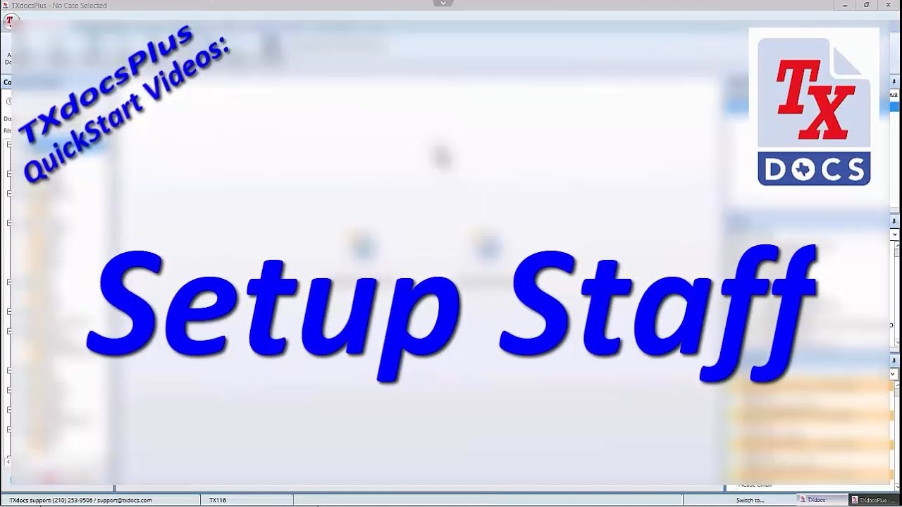 TXdocsPlus Setup Staff QuickStart