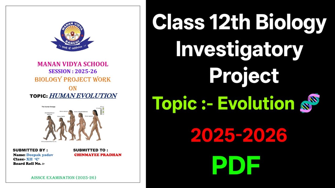 Human Evolution | Class 12 Biology Investigatory Project File 2025-26 #biologyproject #evolution