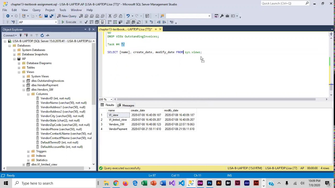 task4 sql server system catalog commands