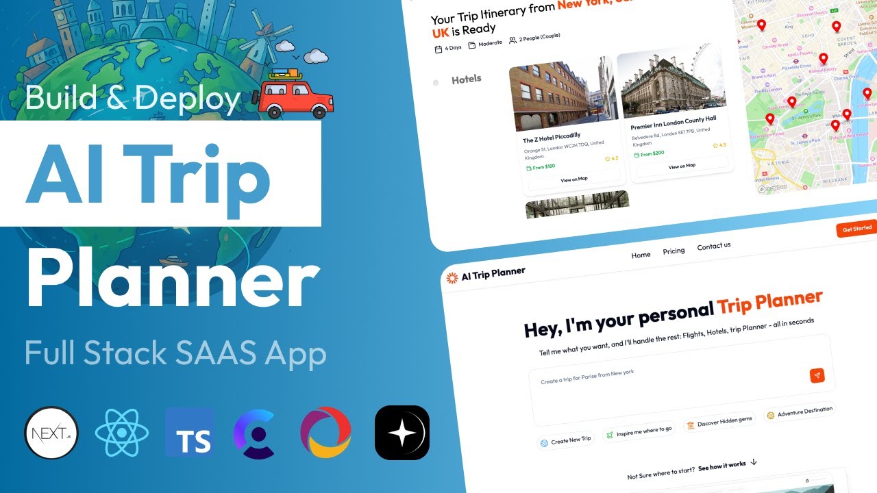 ✈️ Build & Deploy Full Stack AI Trip Planner NextJs App Using React, Typescript, Arcjet, Convex