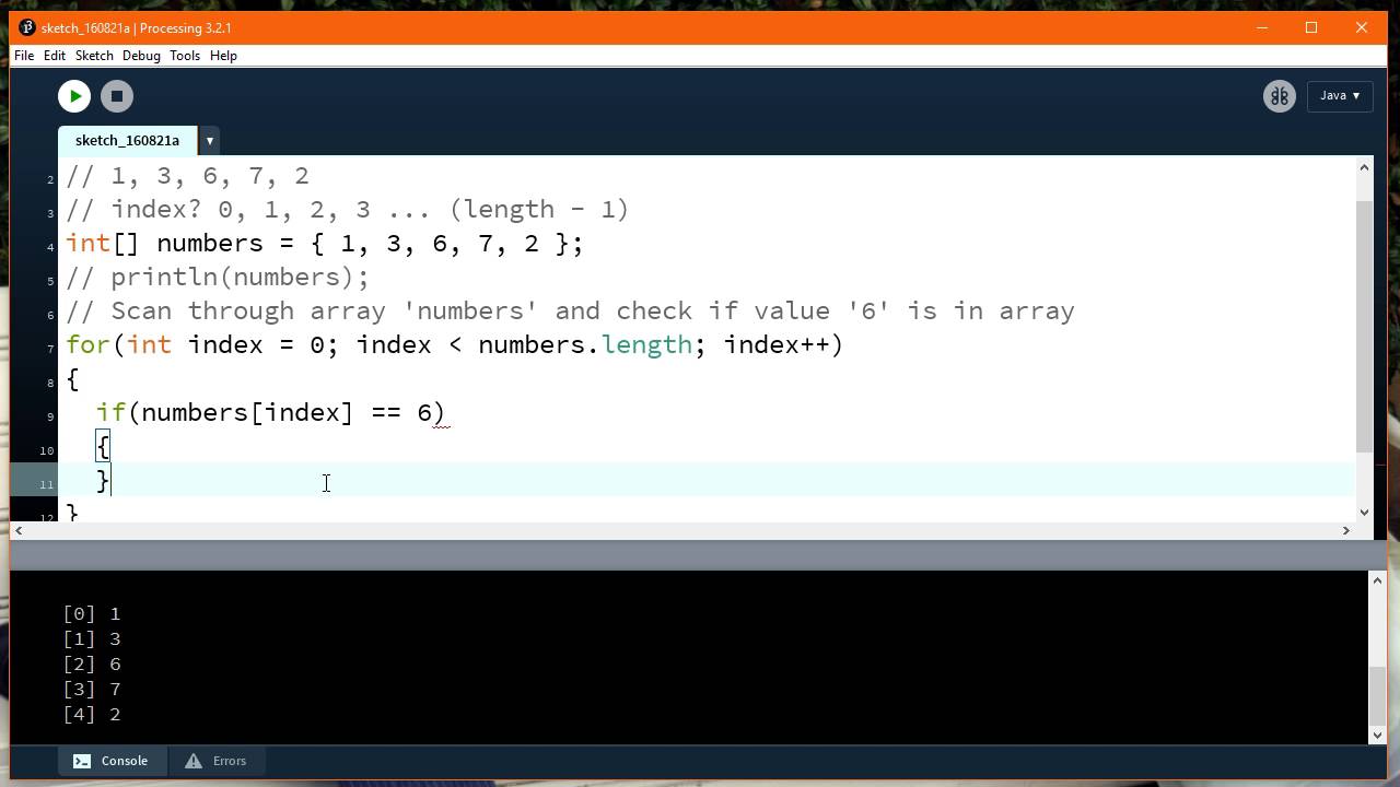 Arrays using Processing