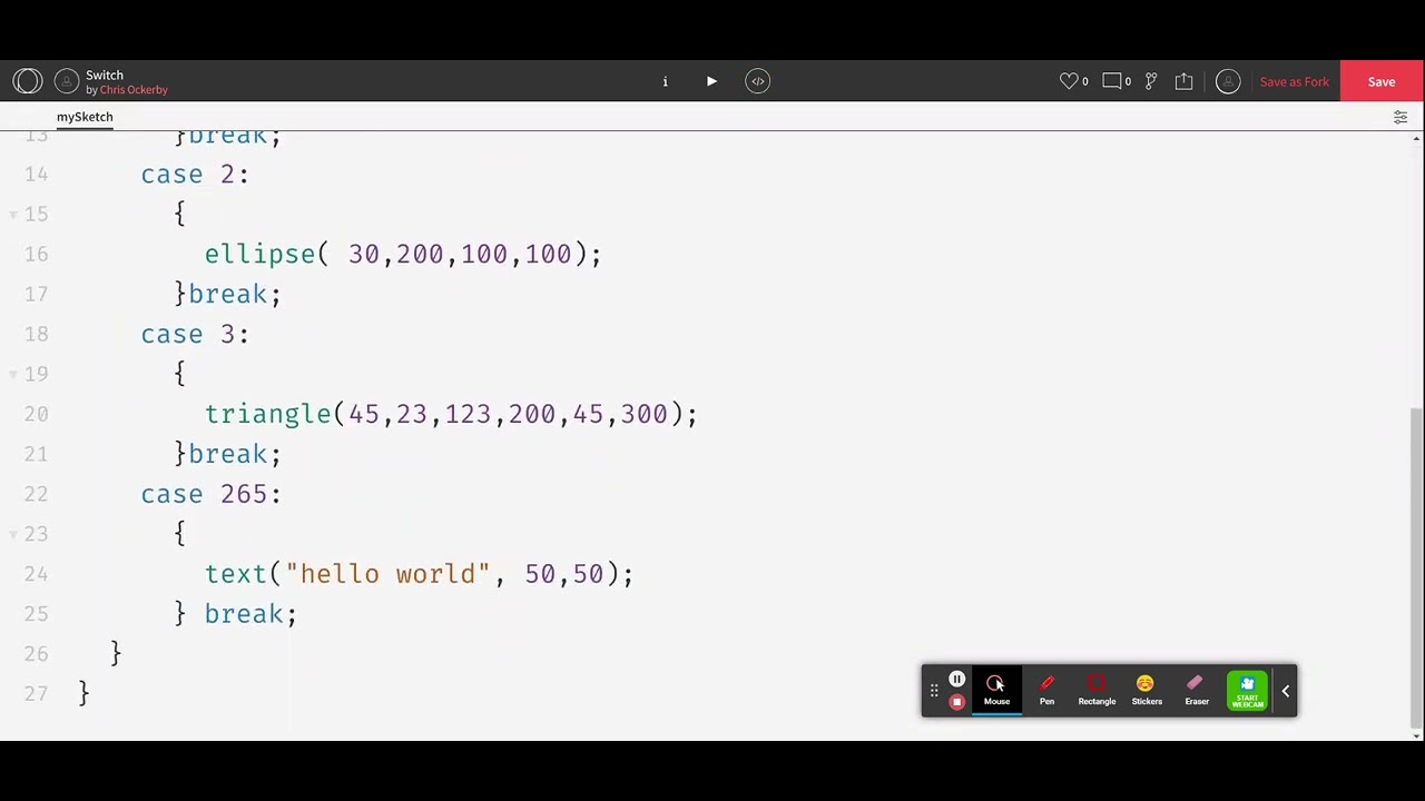 Open Processing - P5js - Switch Case statement
