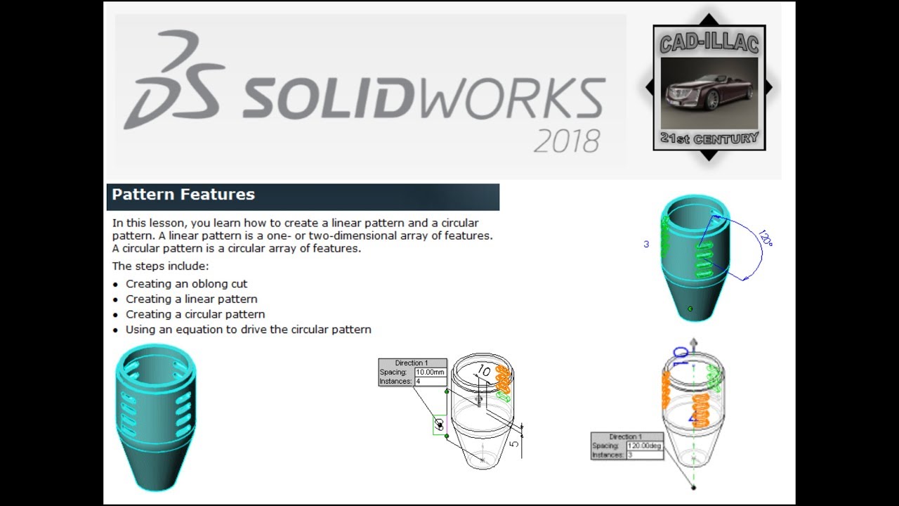 Pattern Features - Basic Techniques  - SOLIDWORKS 2018