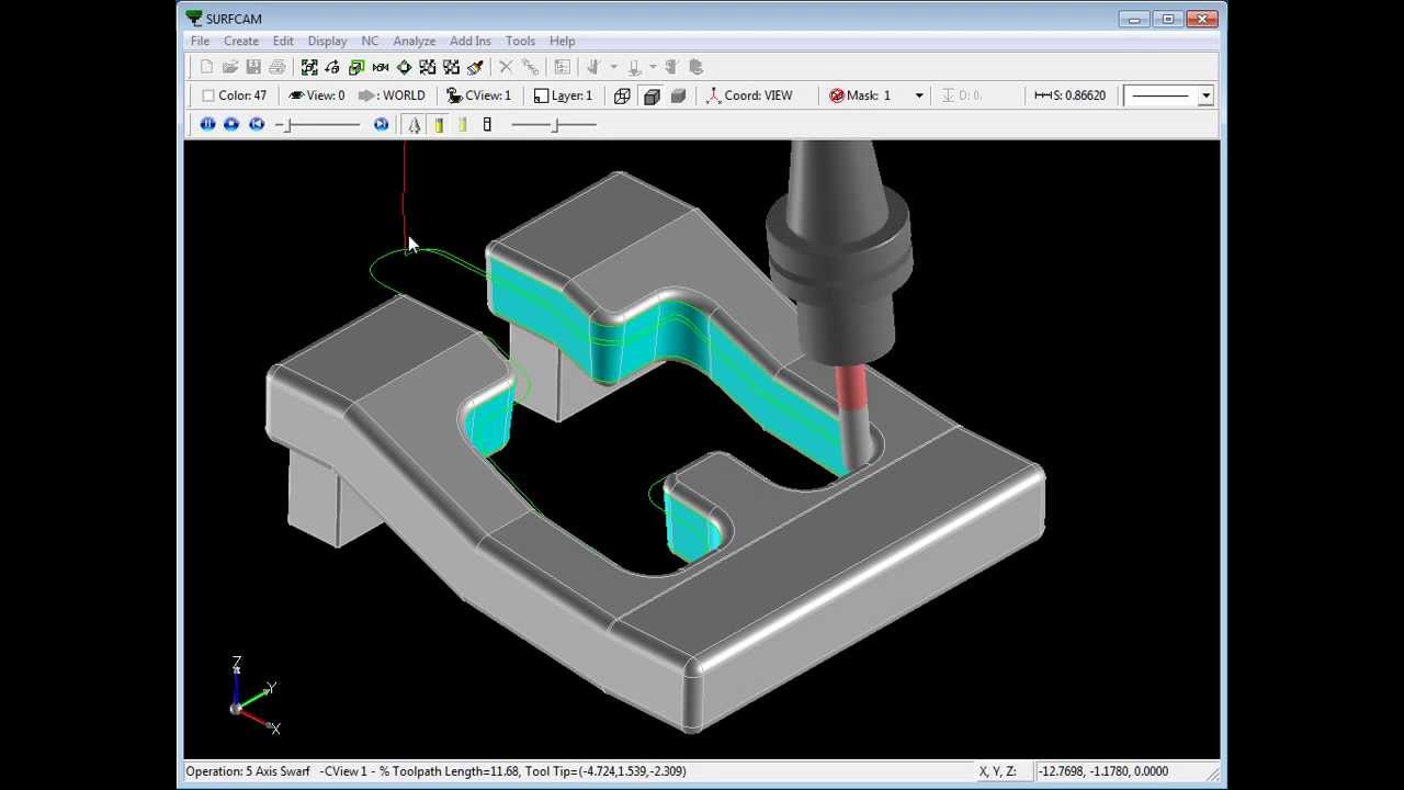 SURFCAM Tutorial - 5-Axis Swarf: Morph Between Two Curves