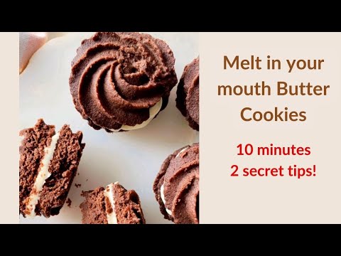 2 Secret Tips / 10 minute Melt in your Mouth Chocolate Butter Cookies / New Recipe Few People Know!