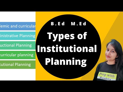 Types of Institutional planning | Institutions Planning and Management