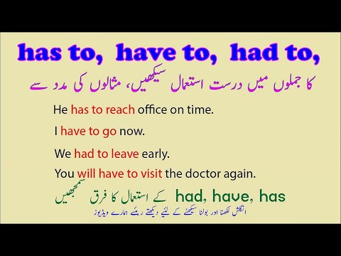 Has to have to had to explained in Urdu | difference between has have and had | use of has have had
