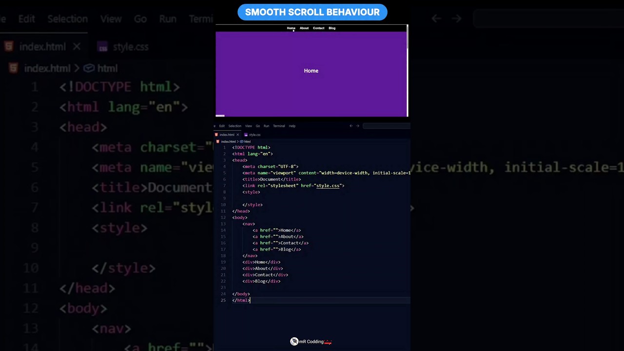 Smooth Scroll behaviour Using html and css #codechallenge #frontendcourse #feed  #learnjs #shorts