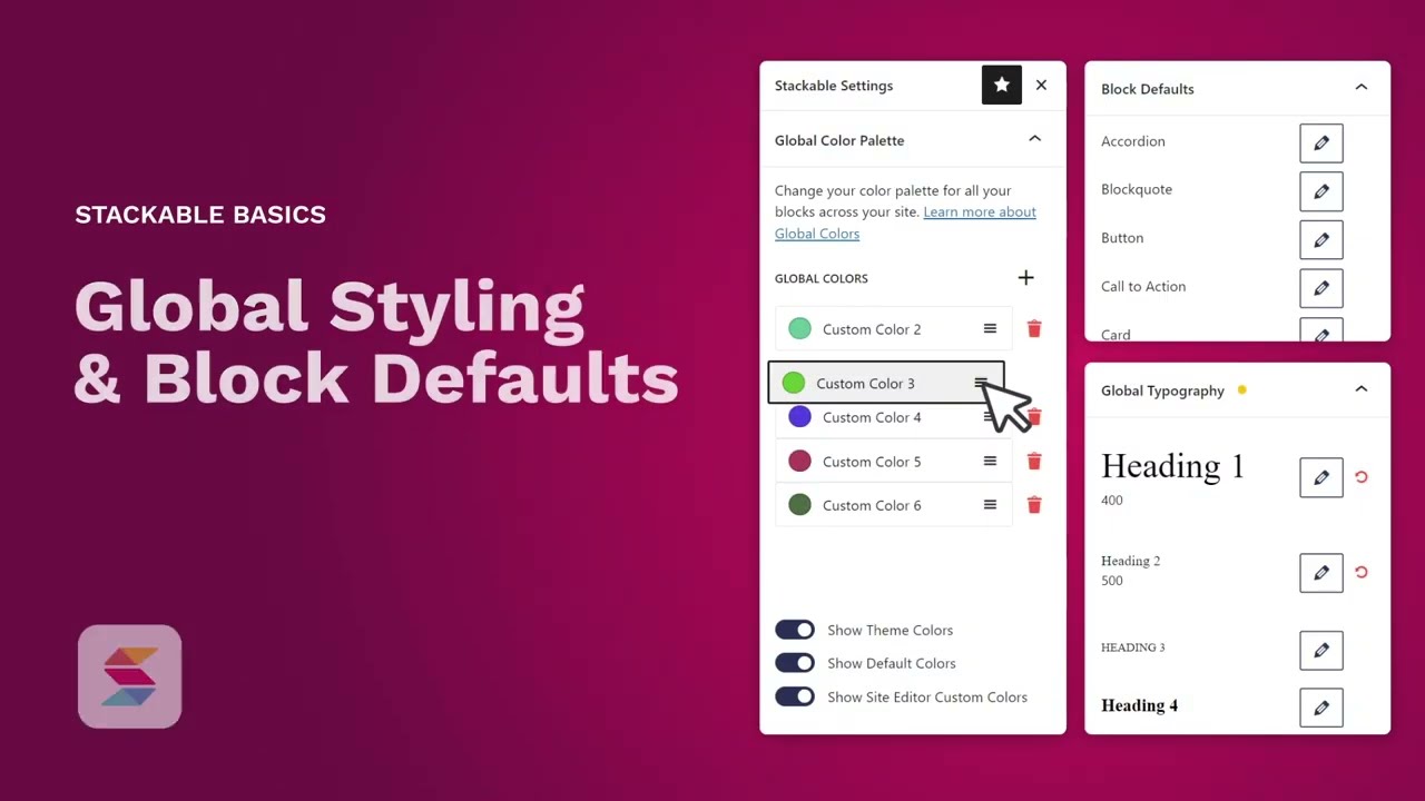 Stackable: Global Styling & Block Defaults