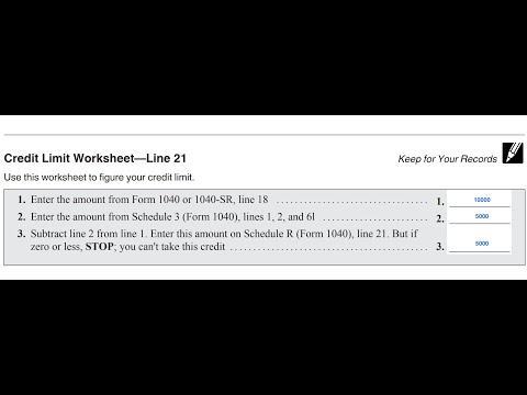 IRS Schedule R: Credit Limit Worksheet Walkthrough (Line 21)