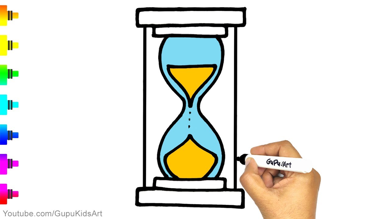 Hourglass Drawing | How to Draw Sand Timer clock easy
