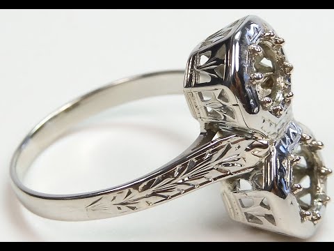 Antique Belais Engagement Mounting 18KW Hold 2 5-5.5MM Ring Size 7 UK-N1/2 Deco $825.00