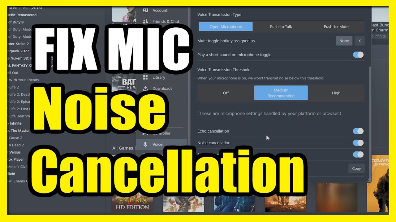 How to Remove Background Noise & Echo on Mic using STEAM Settings (Easy Tutorial)