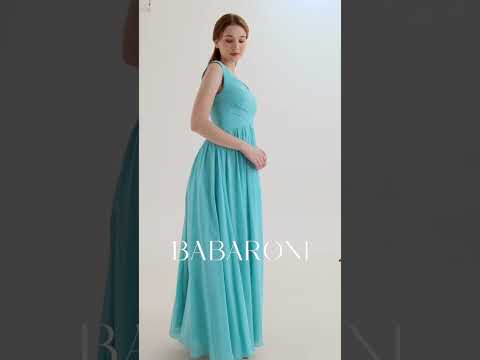 Babaroni Easter-V Neck Maxi Chiffon Dresses with Ziper Back