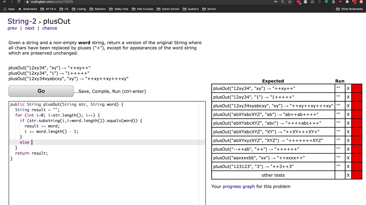 CodingBat String 2 plusOut