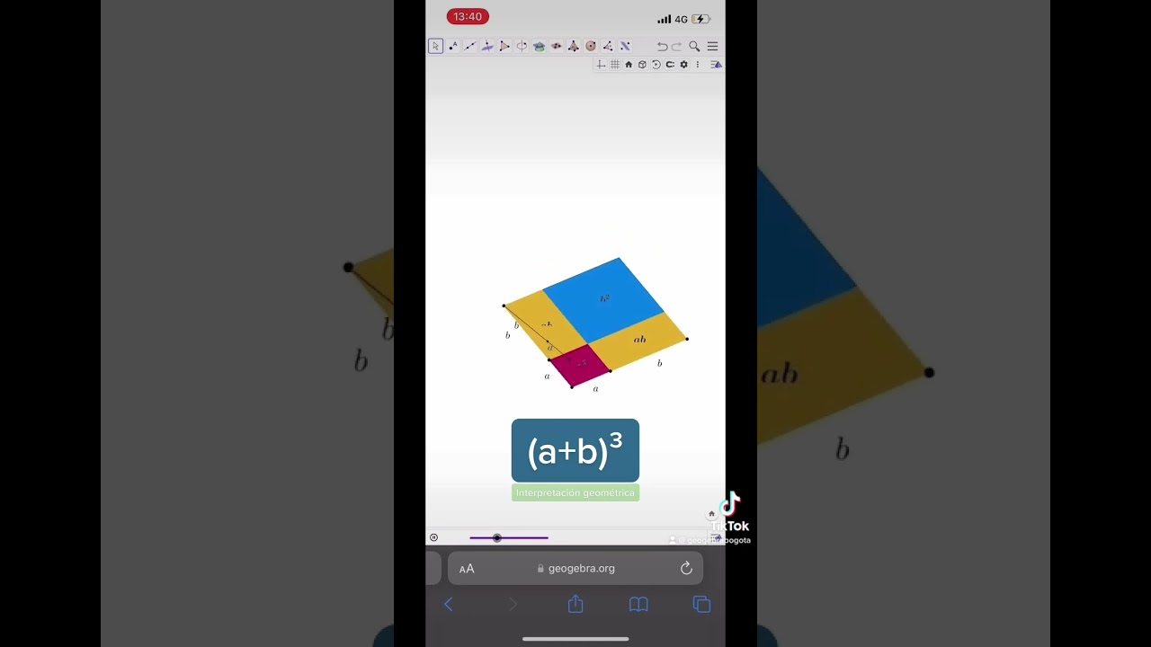 Cubo de la suma | #aprendiendogeogebra #geogebra #geogebrabogota #maths #math #mathematics