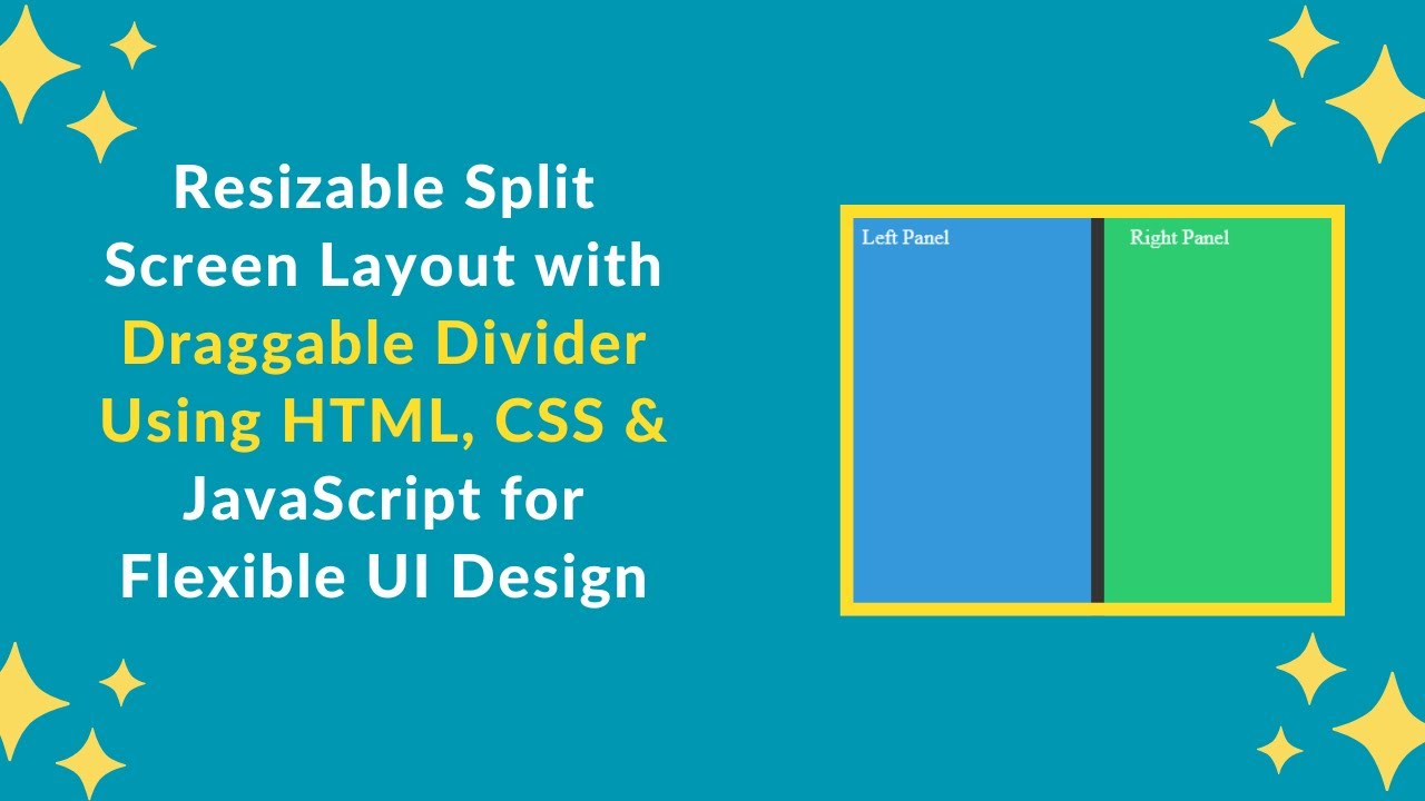 Resizable Split Screen with HTML, CSS, and JavaScript | Step-by-Step Guide 📏✨