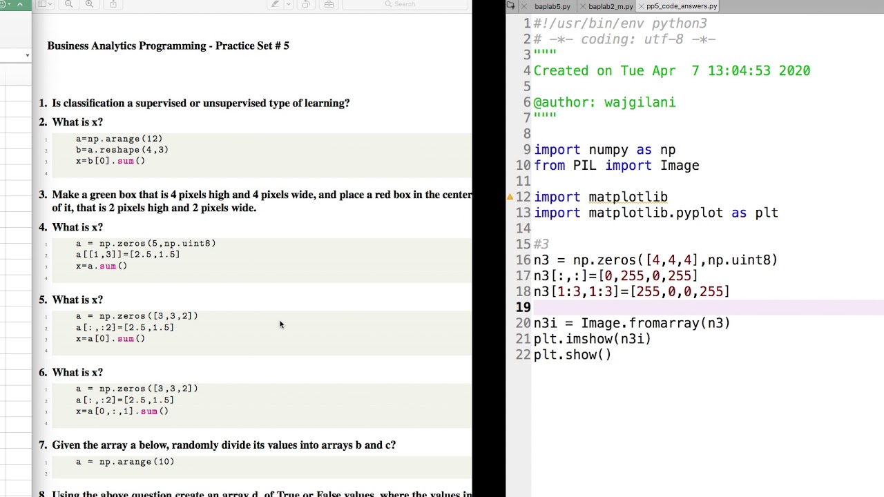 Business Analytics Programming Practice Set # 5