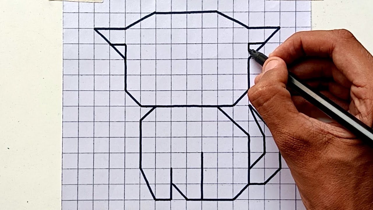 How to Draw Cute Dog on Graph Paper Step by Step for Beginners