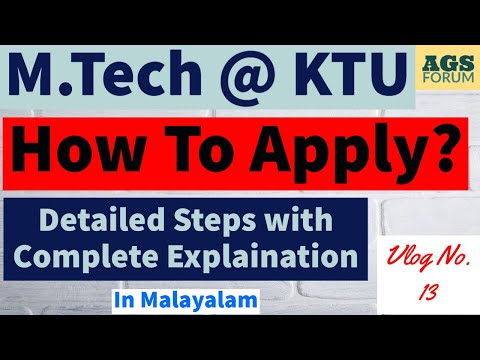 MTech at Kerala KTU Admission Full Process - KTU Admission - For Students - Malayalam - AGS Forum