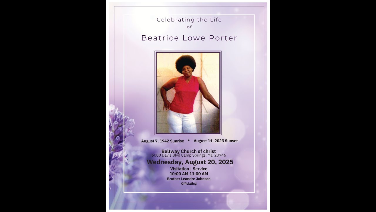 Celebration of Life - Sis Beatrice Lowe Porter