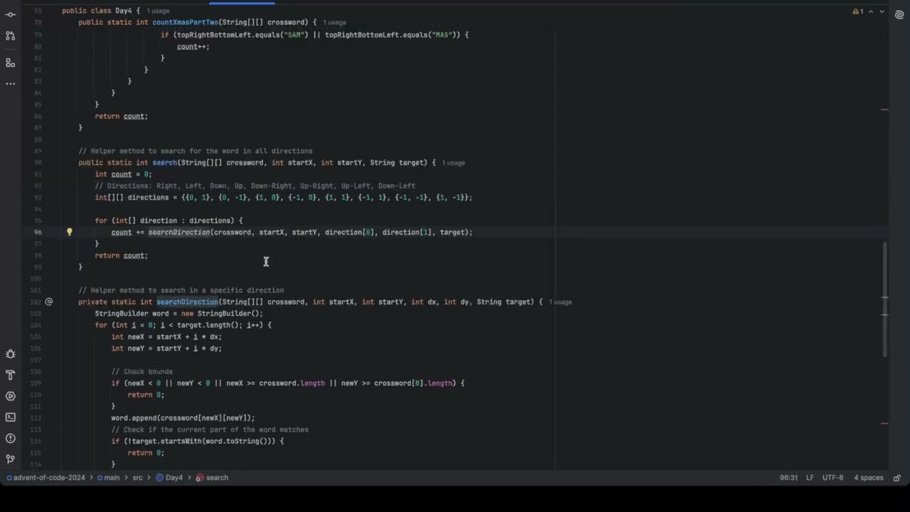 Advent Of Code 2024 - Day 4 - Solved with Java