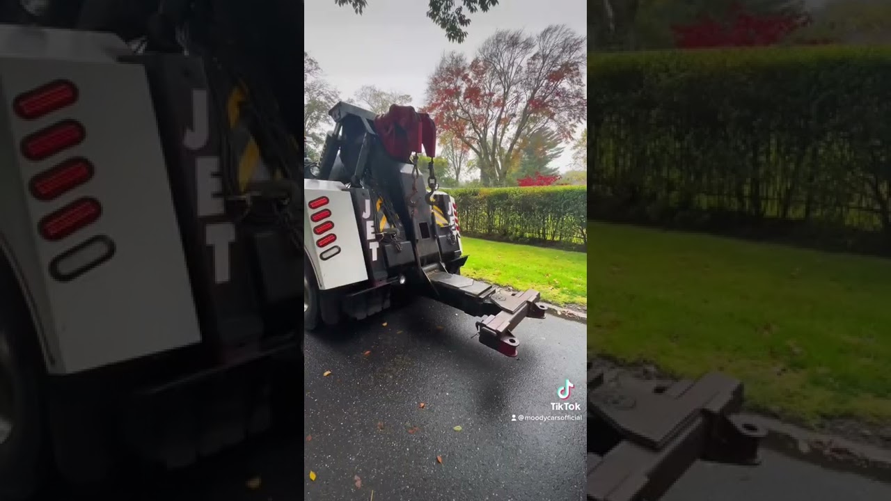 Heavy duty tow. Towing broken oil truck on the side of the road. In a rainy day. ￼#tow #service