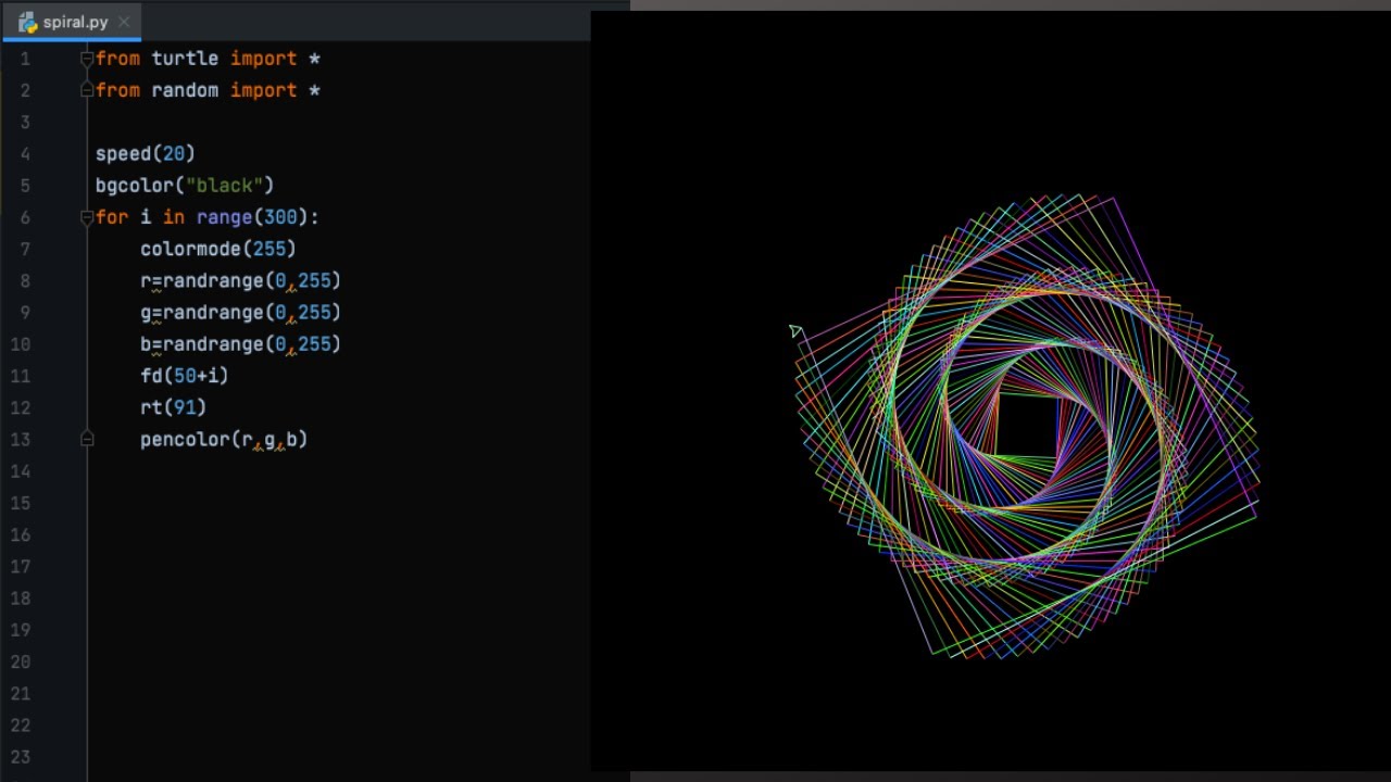 Python Turtle spiral Simulation #shorts #python #animation