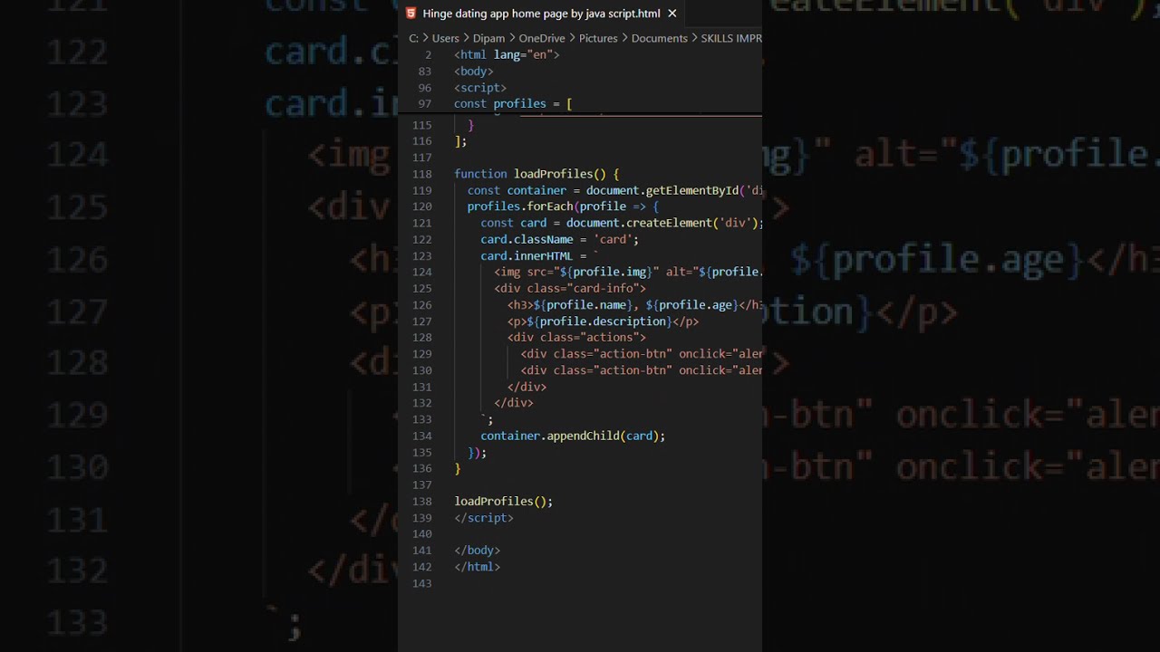 Hinge Dating App Home Page Using JavaScript  HTML CSS JS UI Clone Tutorial